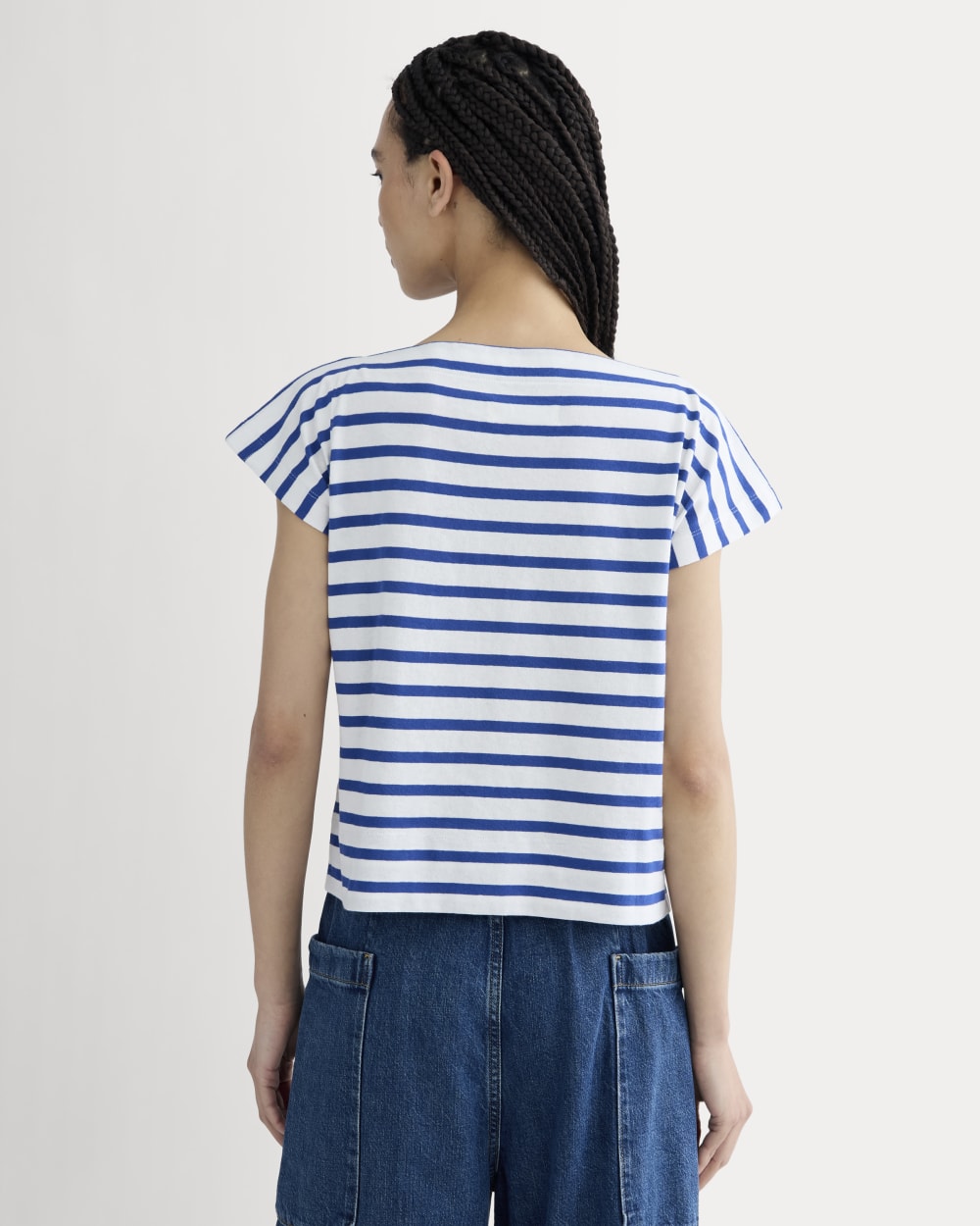 The Oversized Muscle Tee | Bone / Mazarine Blue – Everlane