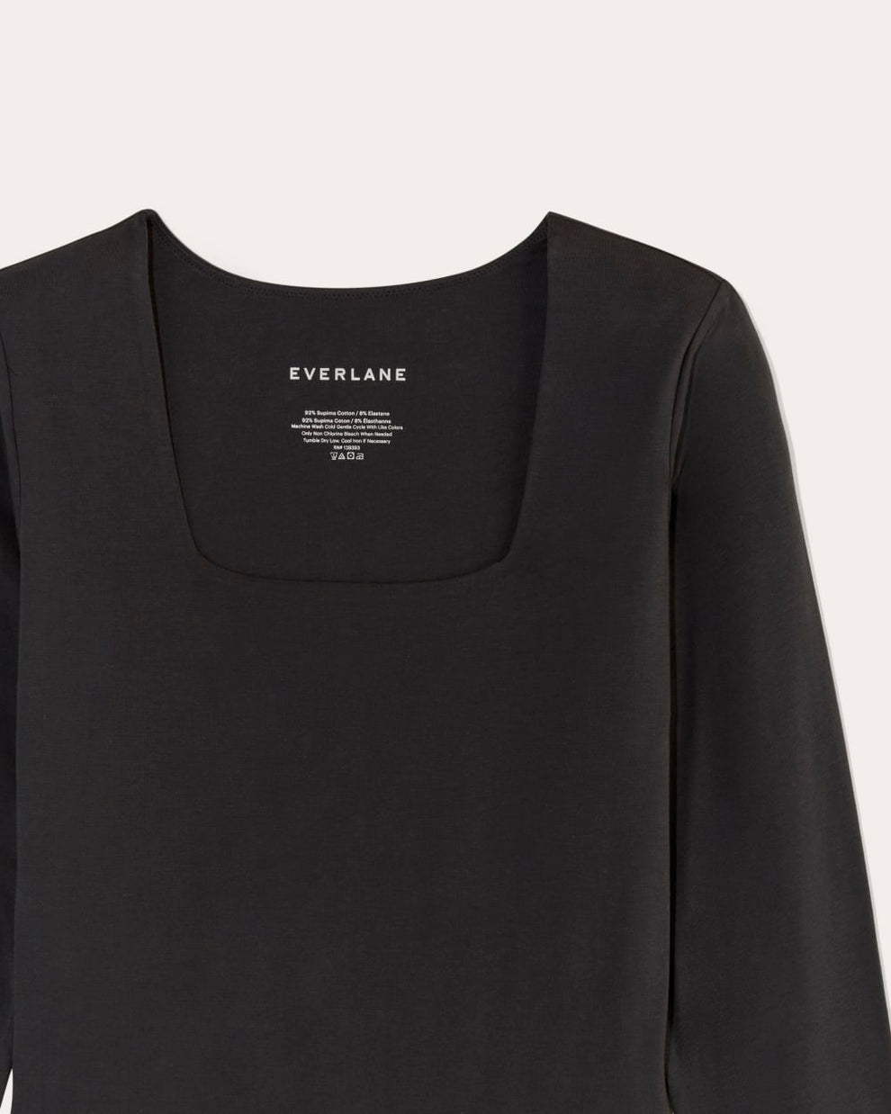 The Long-Sleeve Supima® Square-Neck Bodysuit | Black | Thong – Everlane