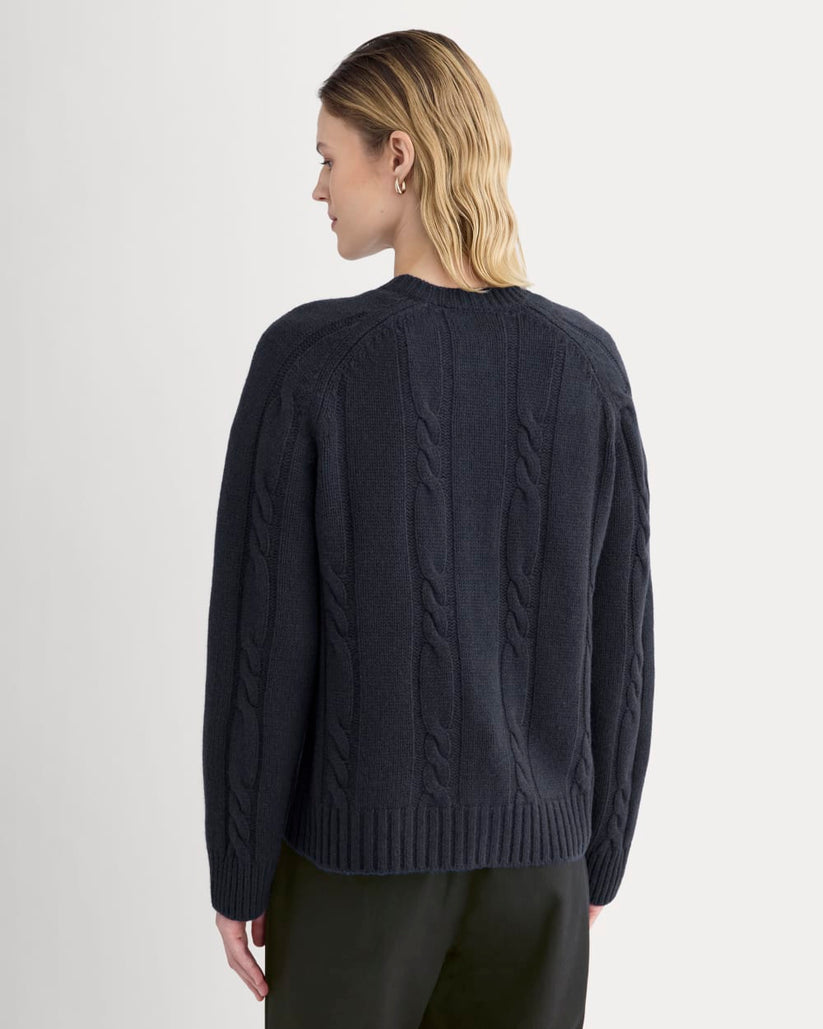 Cable Cardigan in Extrafine Luxe Merino | Navy – Everlane