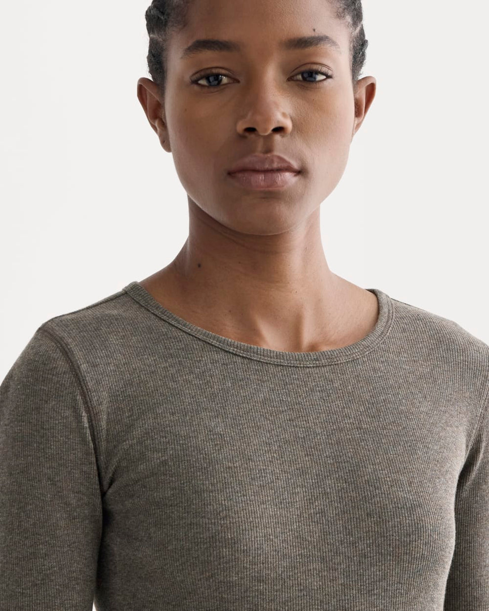 The Luxe Rib Long-Sleeve Crew | Washed Heathered Fatigue – Everlane