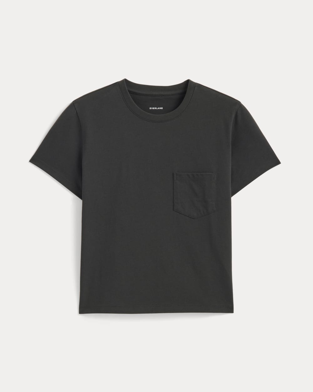 The Box-Cut Tee in Essential Cotton | Washed Black | Pocket – Everlane