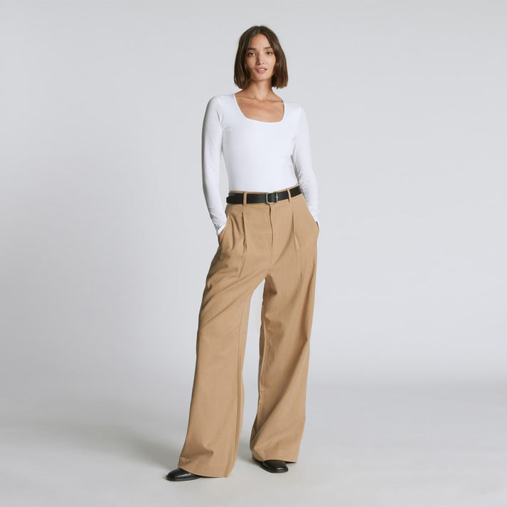 The Long-Sleeve Supima® Square-Neck Bodysuit | White | Bikini – Everlane