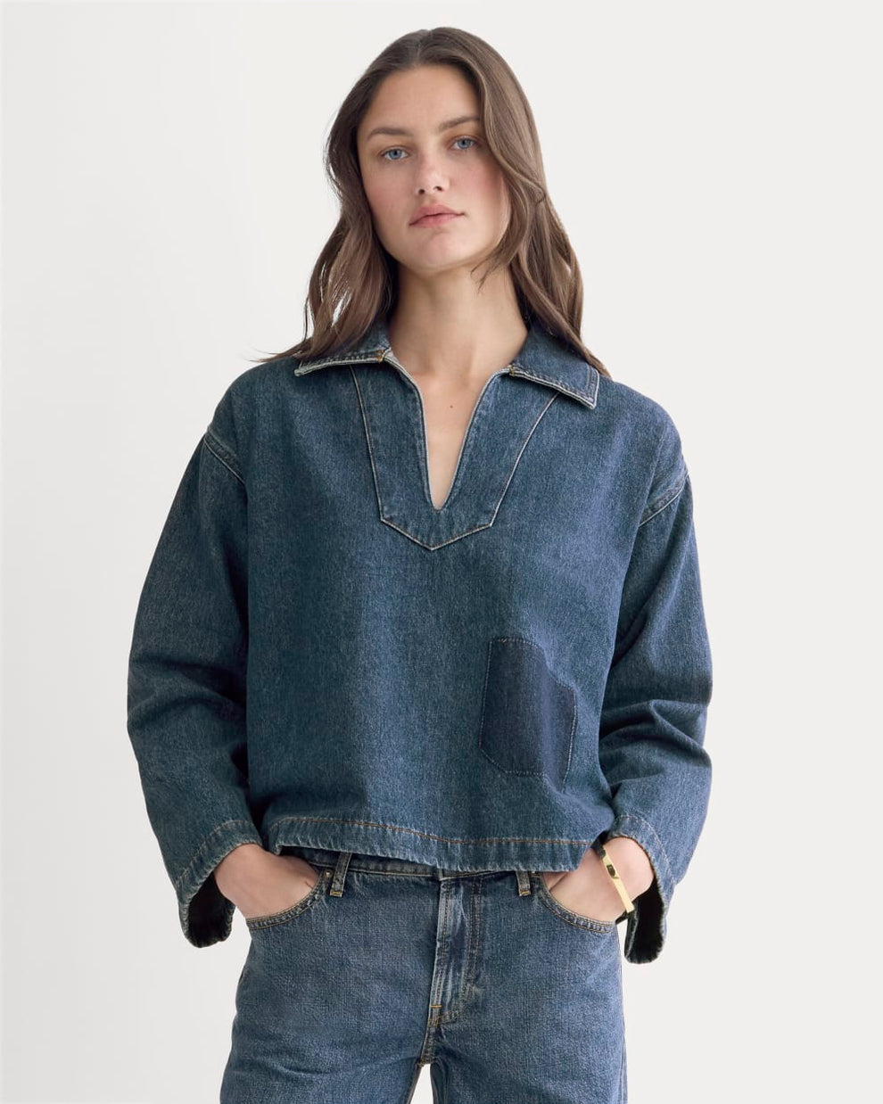 The Cropped Denim Tunic | Tungsten Blue Stone – Everlane