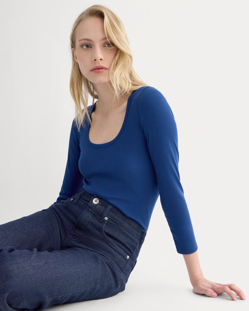 Luxe Rib Deep U-Neck Top | Estate Blue – Everlane