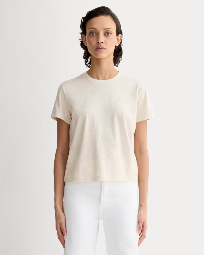 The Box-Cut Tee in Essential Cotton | Heathered Oat | No Pocket – Everlane