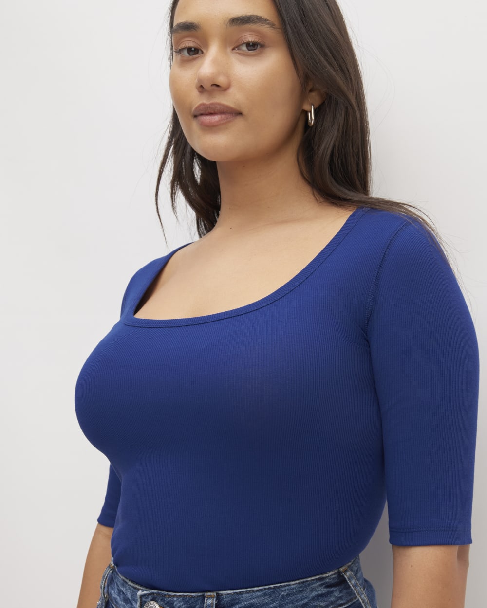 The Luxe Rib Scoop-Neck Tee | Bellwether Blue – Everlane
