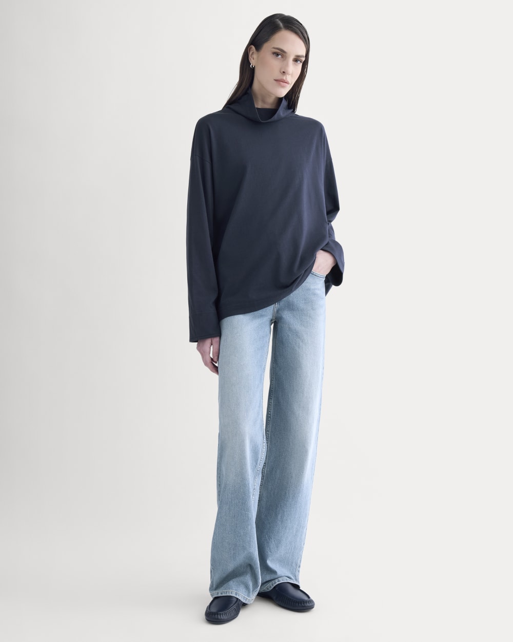 Slouchy Turtleneck In Essential Cotton | Deep Navy – Everlane
