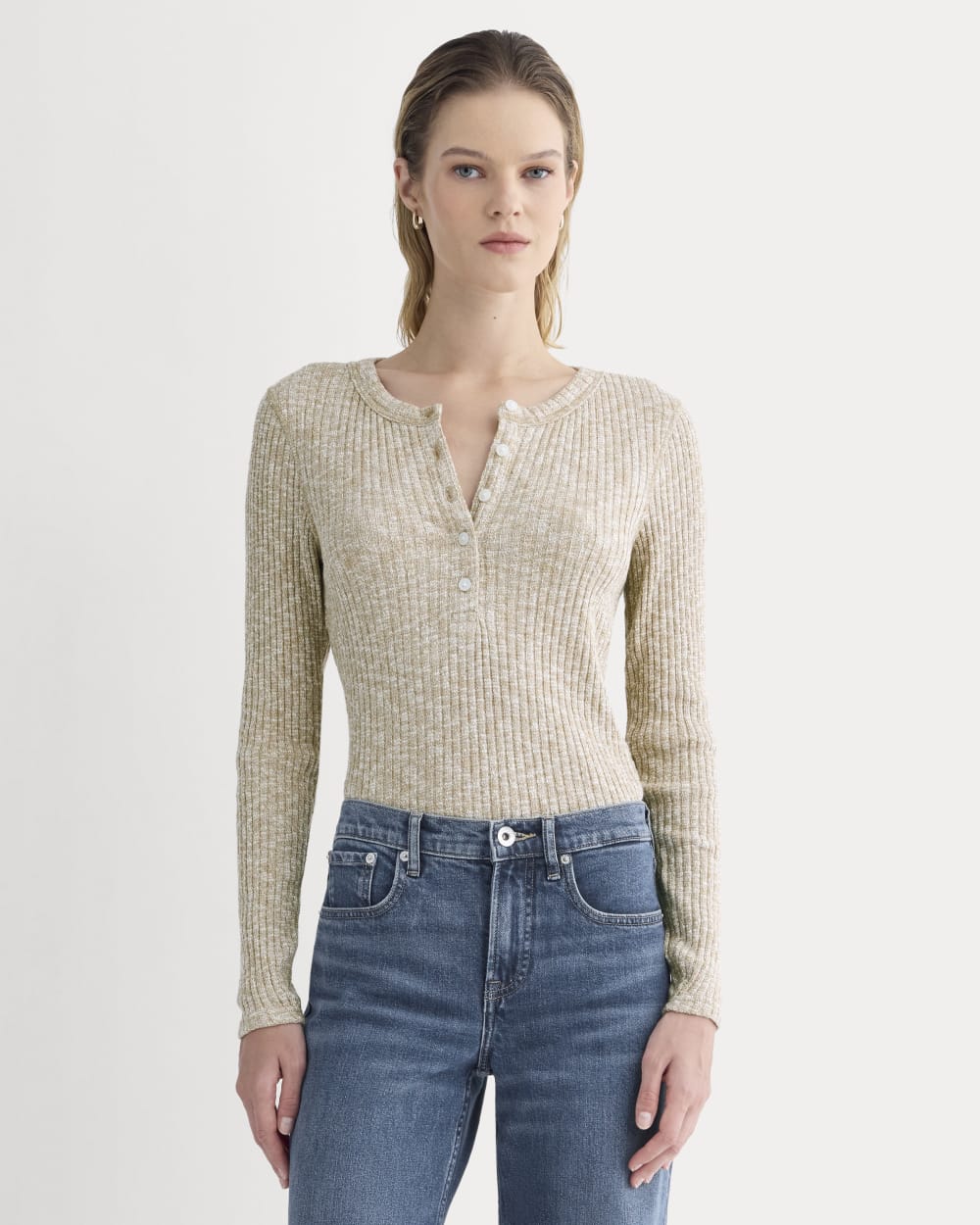 The Cozy Rib Henley | Cornstalk / Bone Twist – Everlane