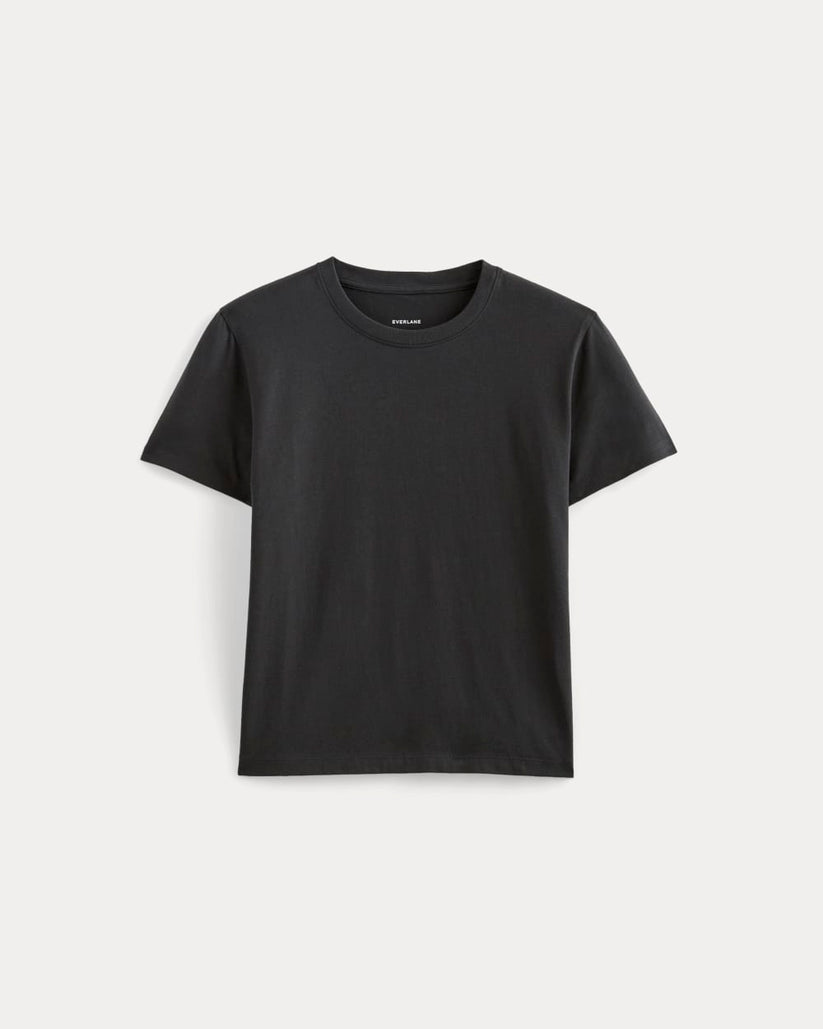 The Box-Cut Tee in Essential Cotton | Washed Black | No Pocket – Everlane