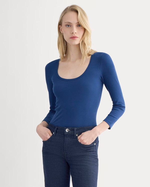 Luxe Rib Deep U-Neck Top | Estate Blue – Everlane