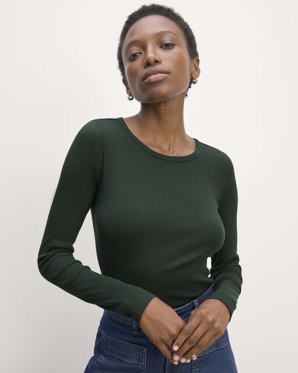 The Luxe Rib Long-Sleeve Crew | Scarab – Everlane