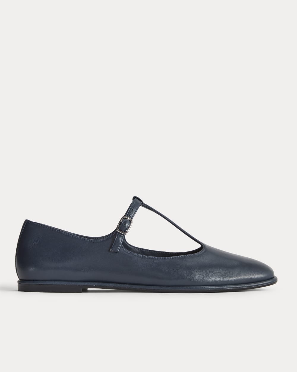 The Leather T-Strap Flat | Navy – Everlane