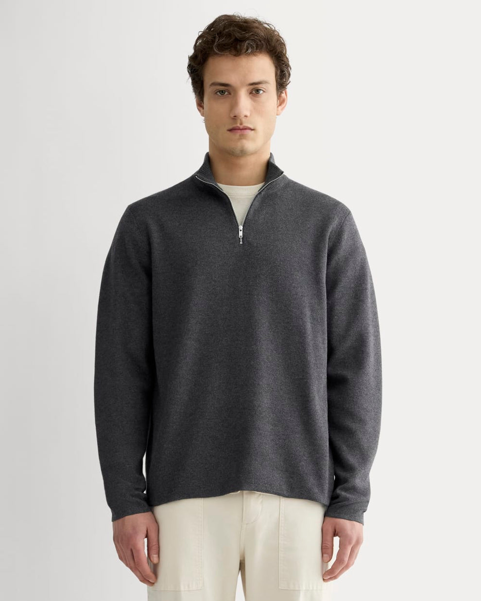 The No-Sweat Quarter-Zip | Heathered Ash – Everlane