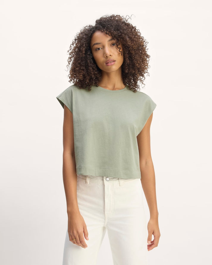 The Muscle Cropped Tee in Essential Cotton | Sage Green – Everlane