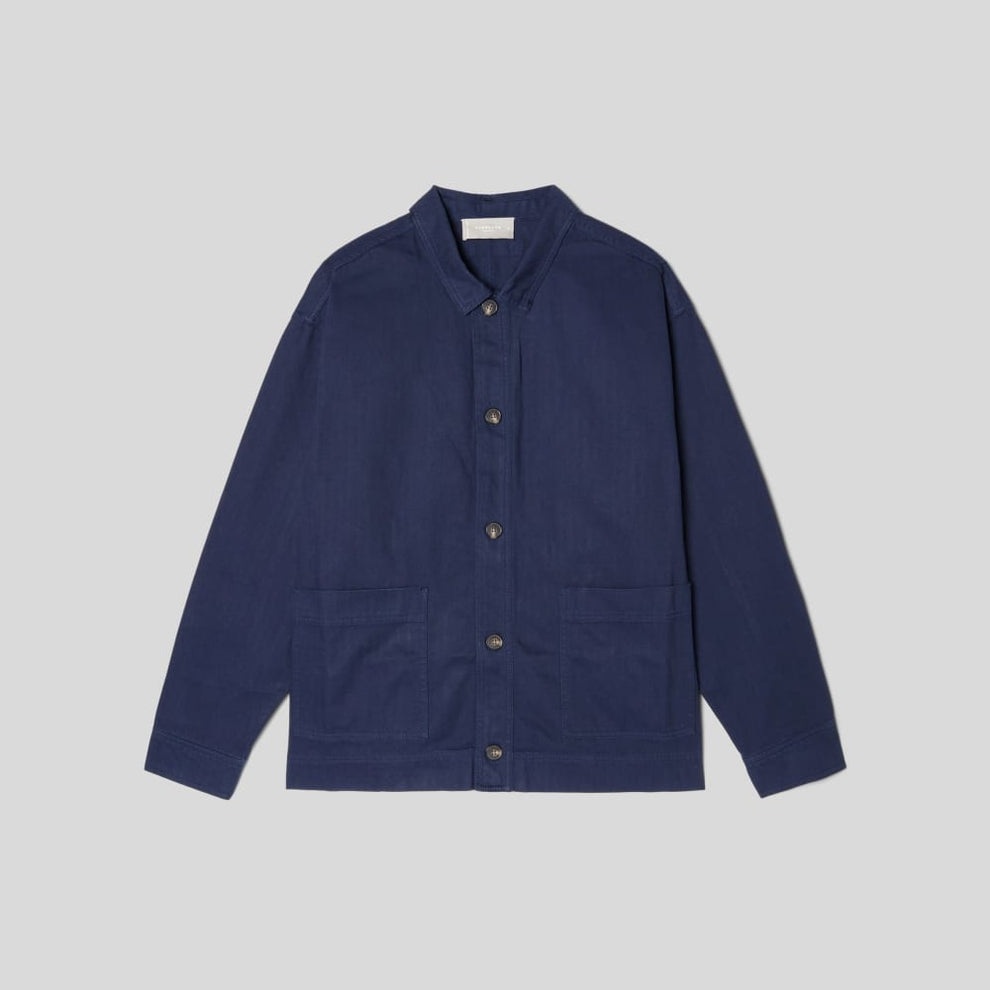 The Organic Cotton Herringbone Utility Jacket | Navy – Everlane