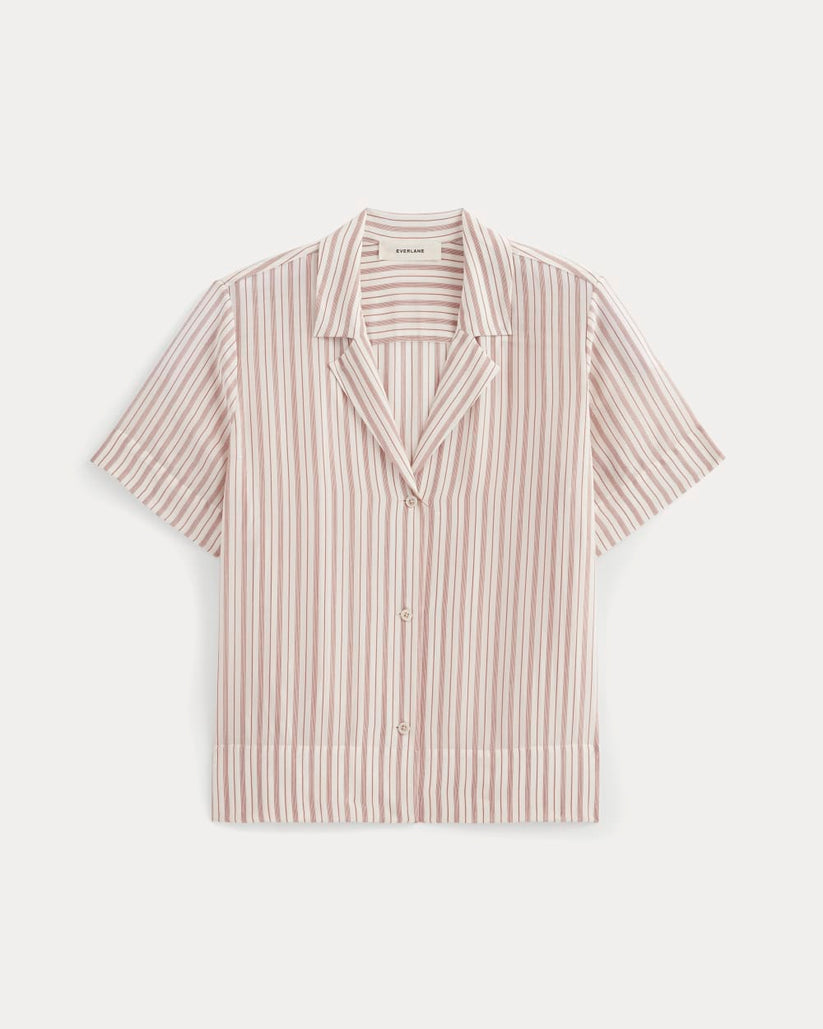 The Notch Shirt in Washable Silk | Bone / Dusky Rose – Everlane
