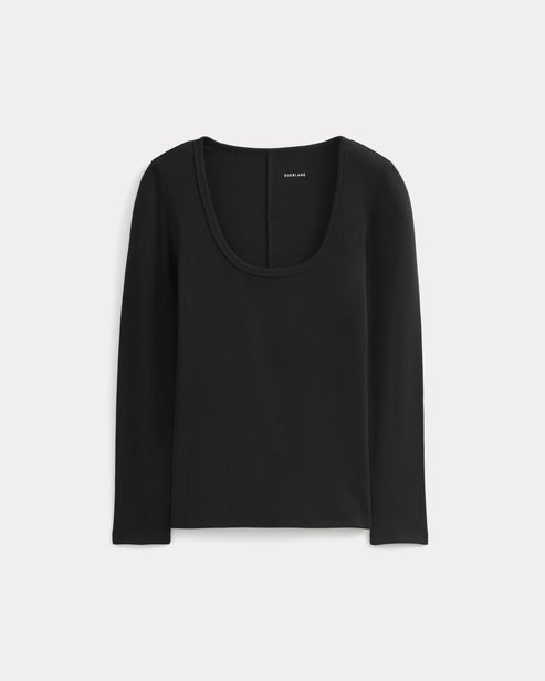 Luxe Rib Deep U-Neck Top | Black – Everlane