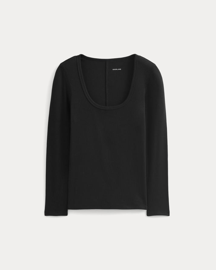 Luxe Rib Deep U-Neck Top | Black – Everlane
