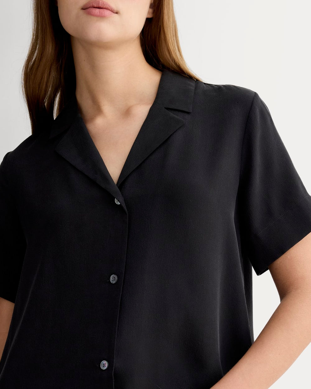 The Notch Shirt in Washable Silk | Black – Everlane