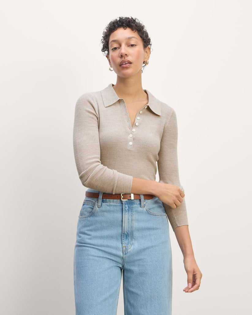 The Polo in Ultrasoft Merino | Heather Oatmeal – Everlane