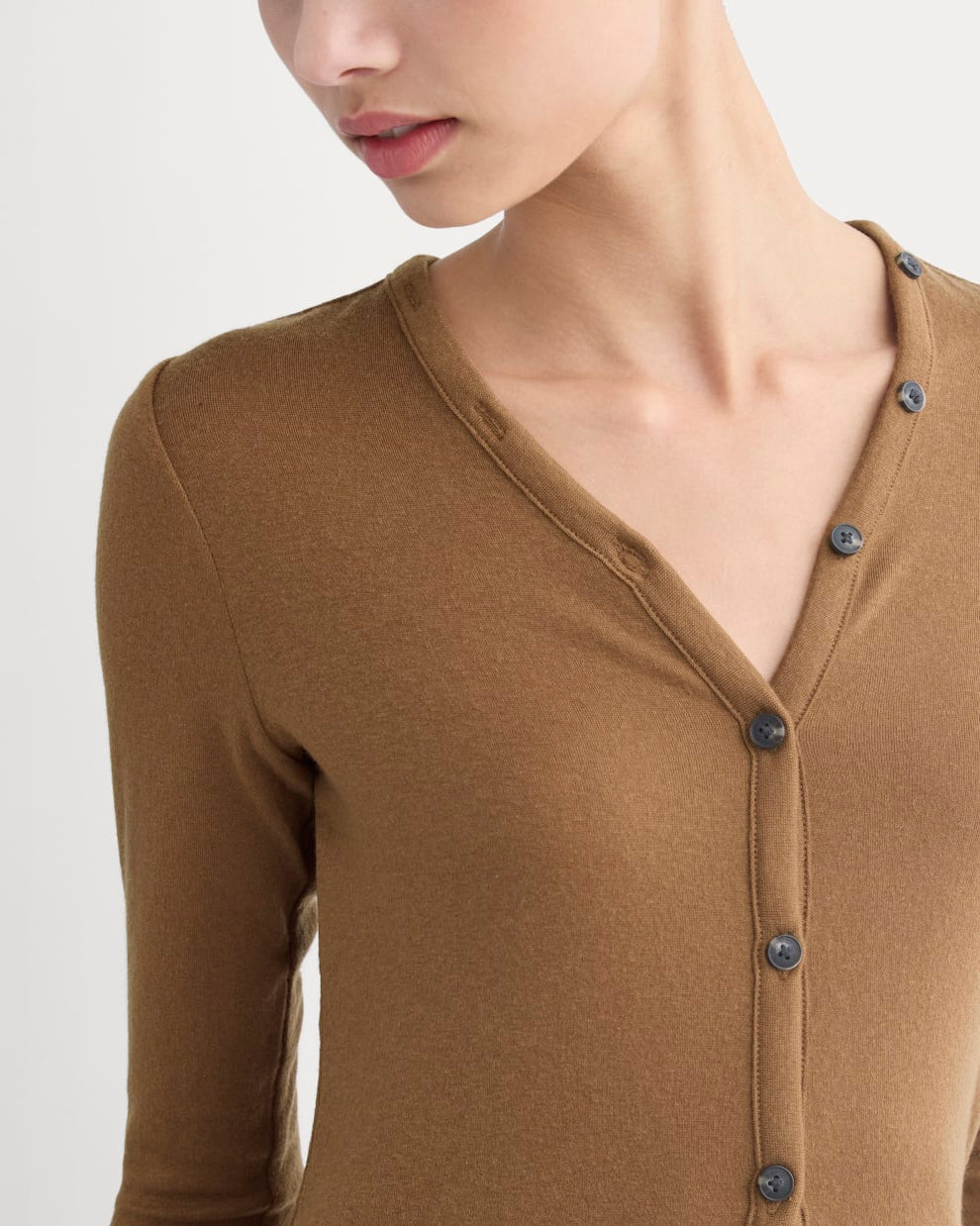 Sheer V-Neck Cardigan in Butterluxe | Toffee – Everlane