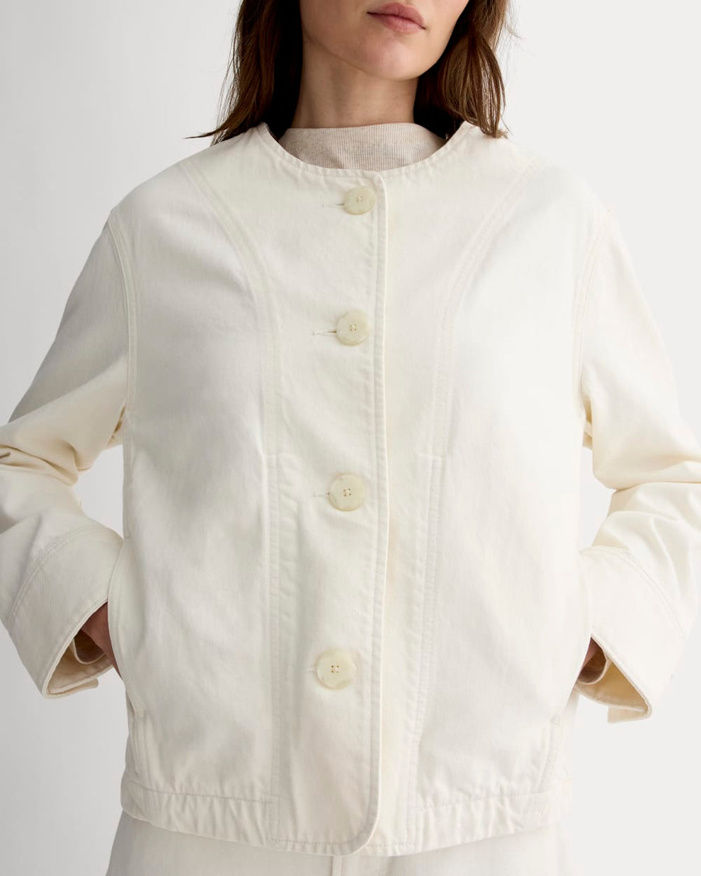 The Denim Barrel Jacket | Calico Ecru – Everlane