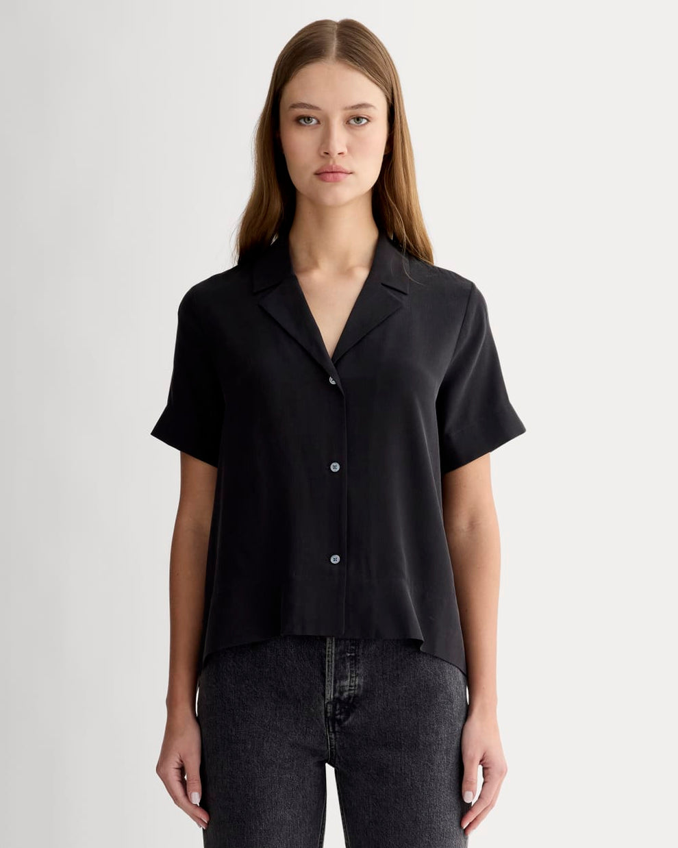The Notch Shirt in Washable Silk | Black – Everlane
