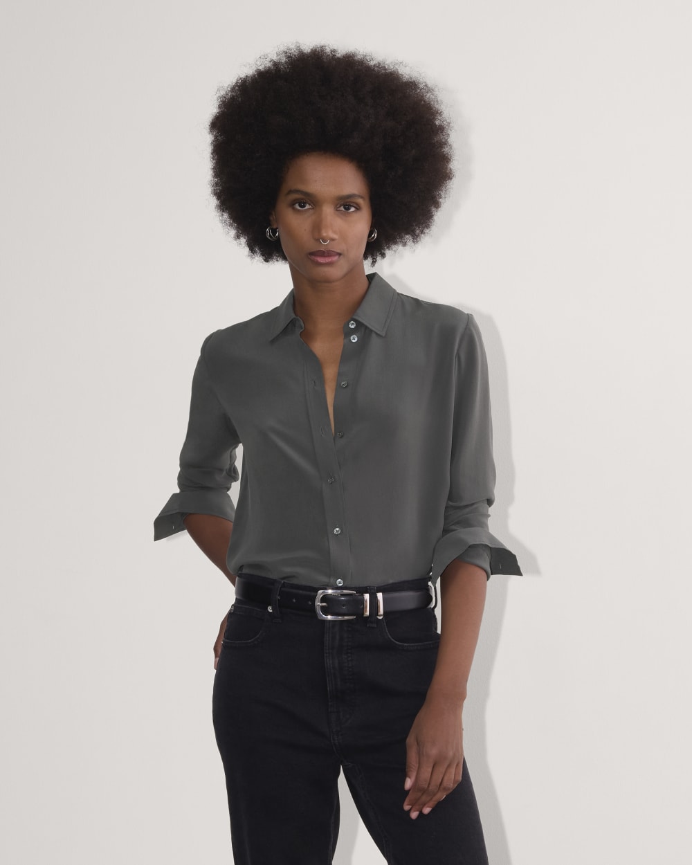 The Must-Have Shirt in Washable Silk | Graphite – Everlane