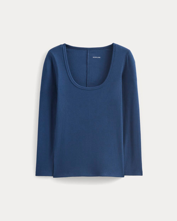Luxe Rib Deep U-Neck Top | Estate Blue – Everlane
