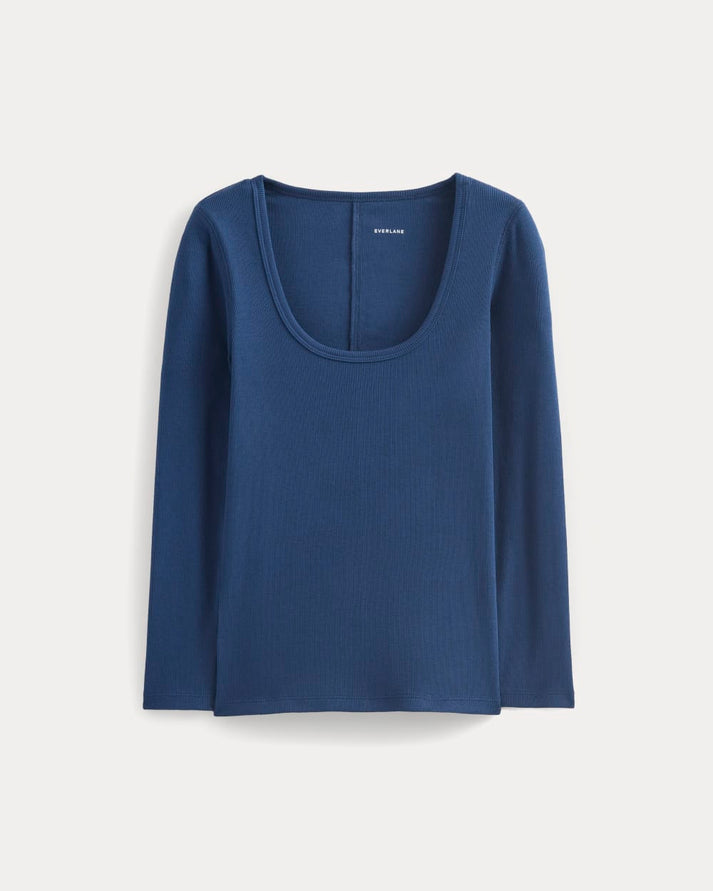 Luxe Rib Deep U-Neck Top | Estate Blue – Everlane
