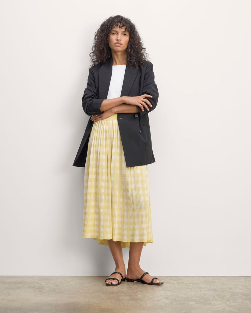 The Pleated Skirt | Bone / Parsnip Gingham – Everlane