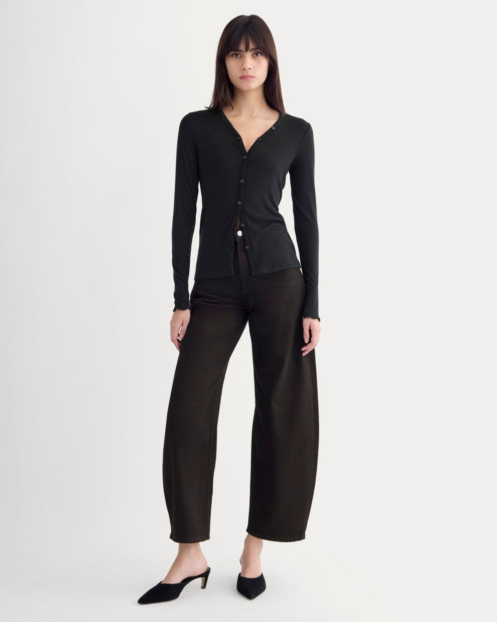 Sheer V-Neck Cardigan in Butterluxe | Black – Everlane