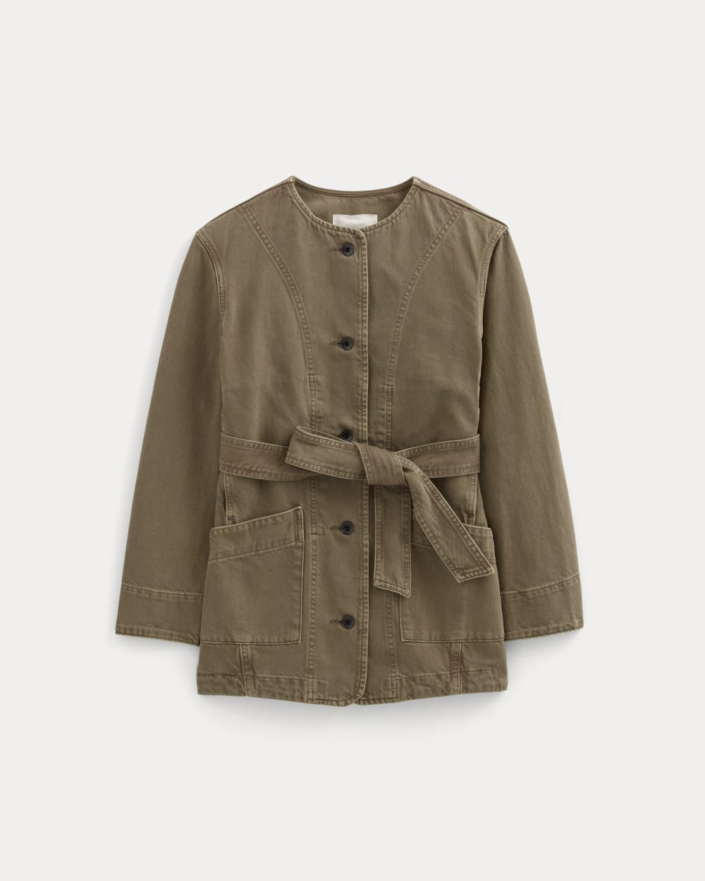 The Long Denim Barrel Jacket | Garment-Dyed Chocolate – Everlane