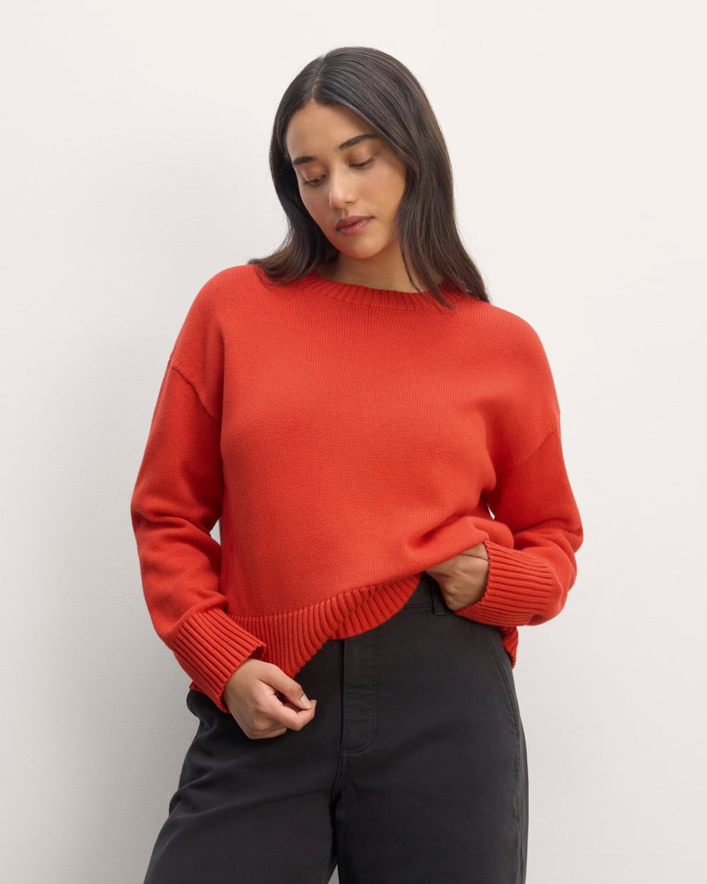 The Boxy Sweater in Everyday Cotton | Poppy Red – Everlane