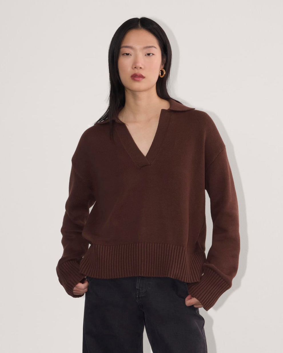 The Boxy Polo in Everyday Cotton | Dark Mahogany – Everlane