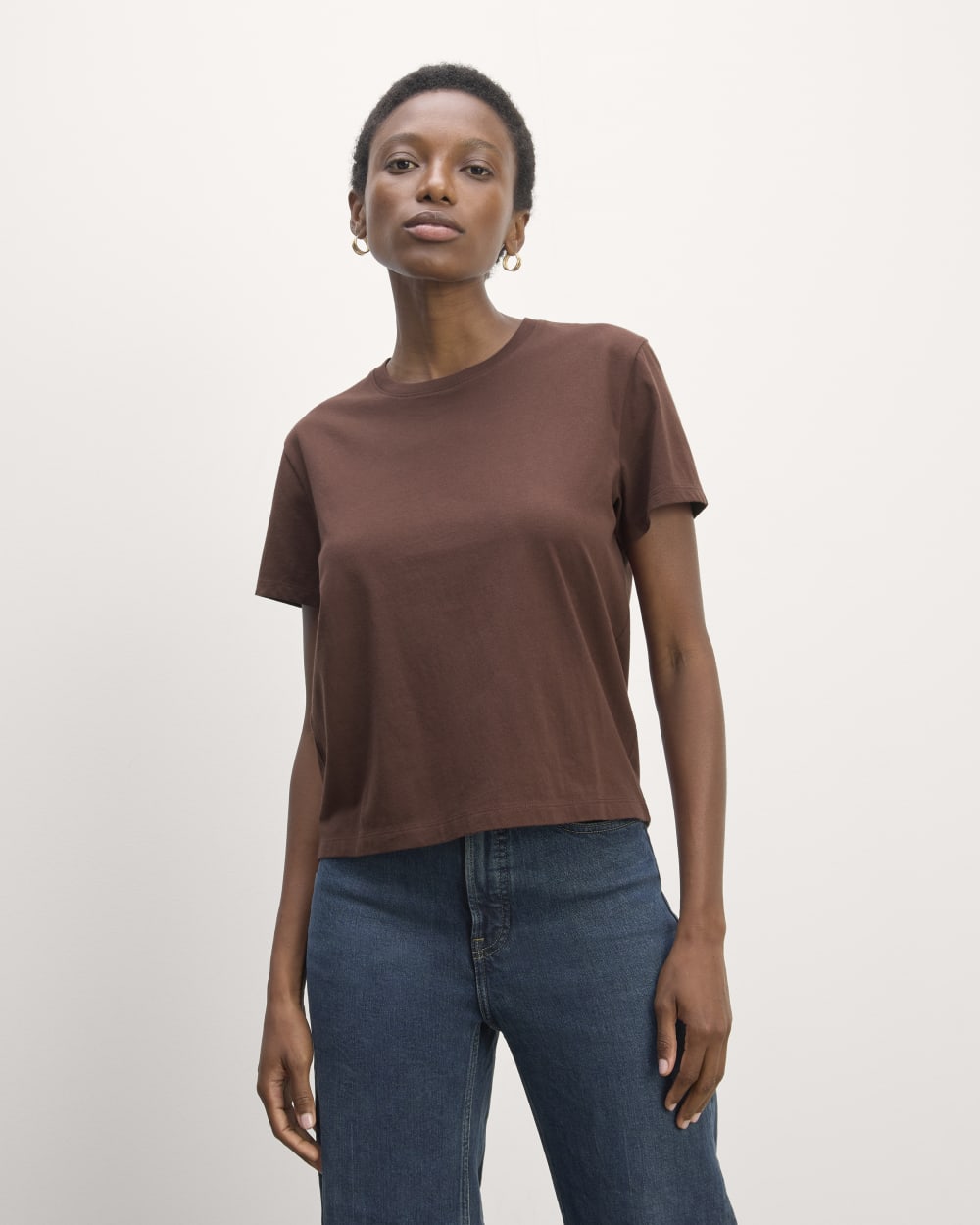 The Box-Cut Tee in Essential Cotton | Dark Mahogany | No Pocket – Everlane