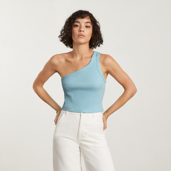 The Ribbed One-Shoulder Tank | Ice Blue – Everlane