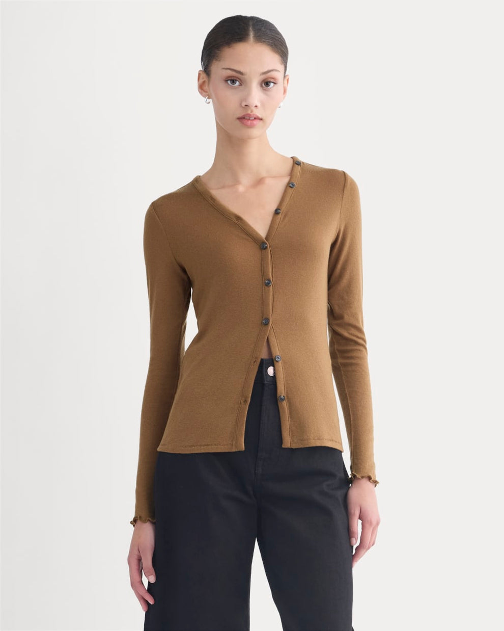Sheer V-Neck Cardigan in Butterluxe | Toffee – Everlane