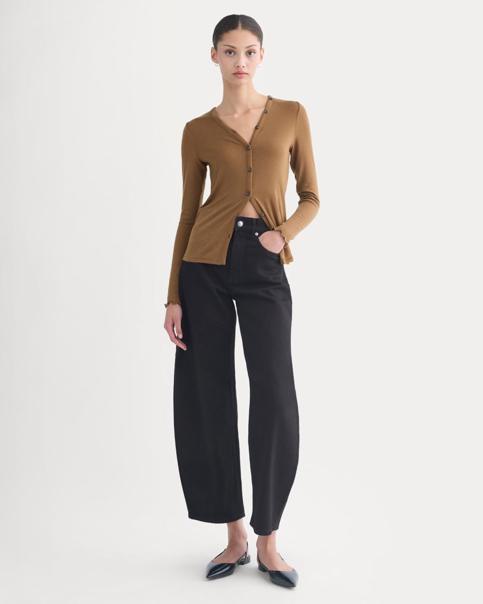 Sheer V-Neck Cardigan in Butterluxe | Toffee – Everlane