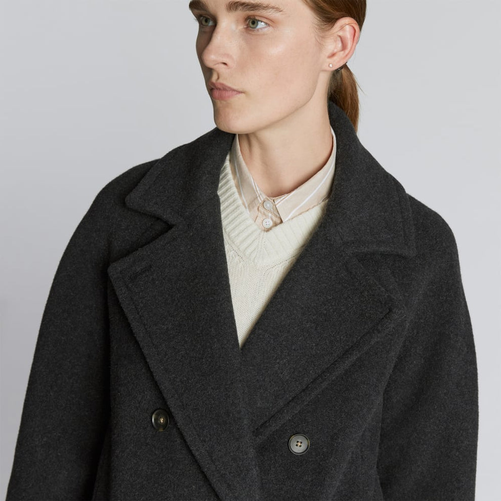 The Italian ReWool® Long Peacoat | Heathered Black – Everlane