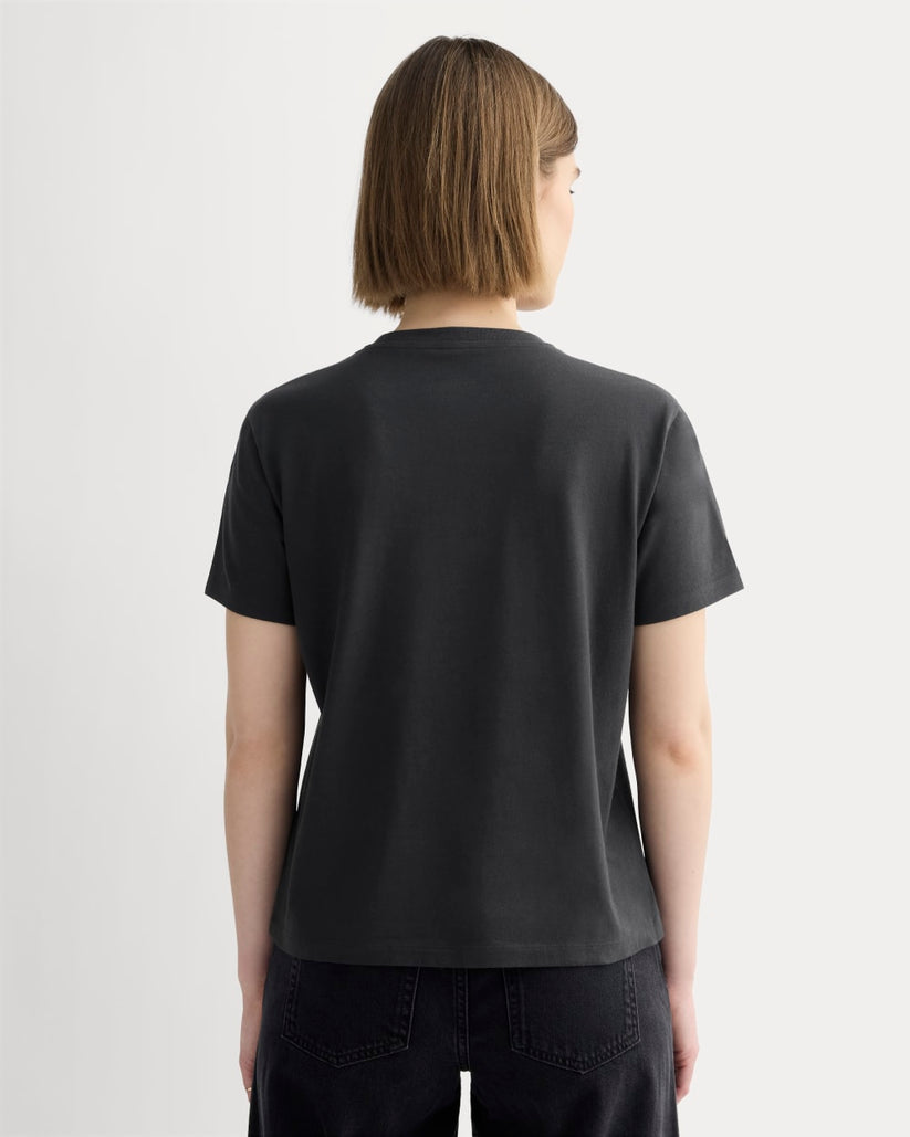 The Box-Cut Tee in Essential Cotton | Washed Black | No Pocket – Everlane