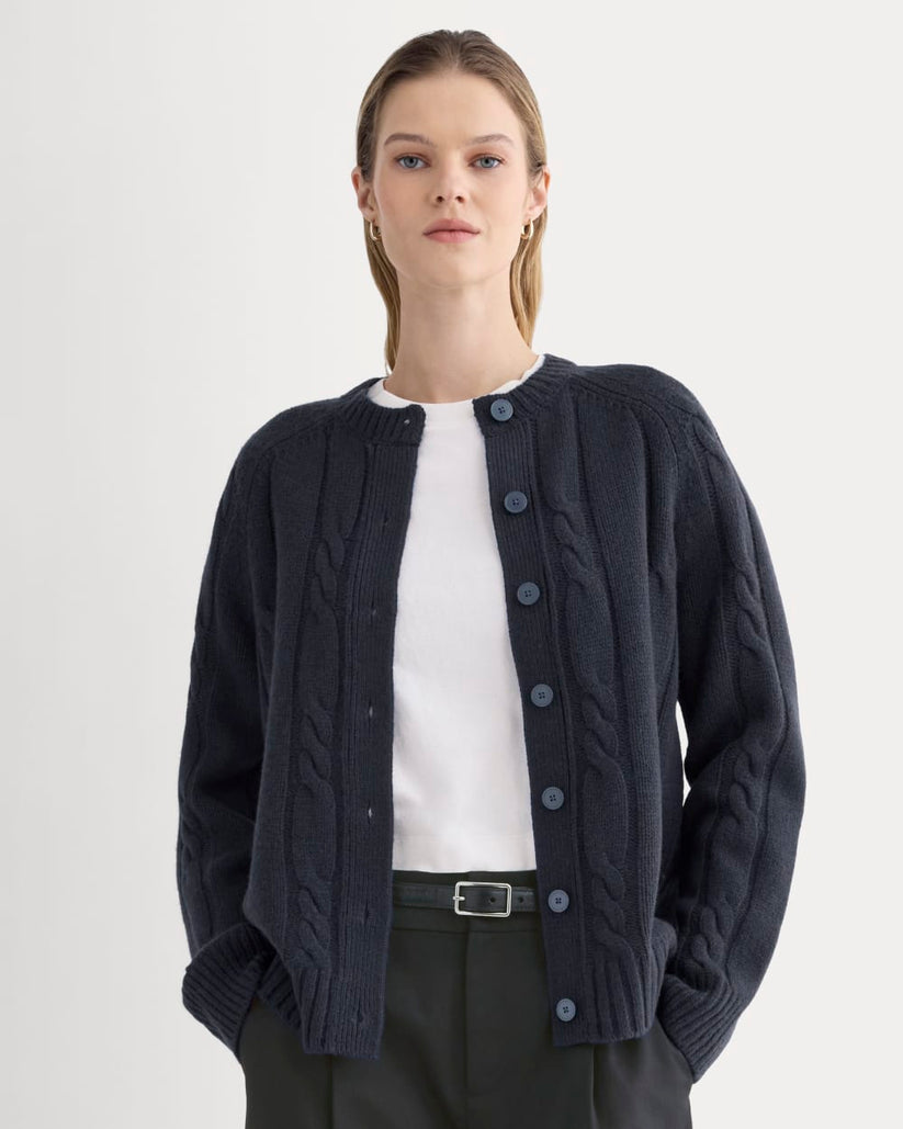 Cable Cardigan in Extrafine Luxe Merino | Navy – Everlane