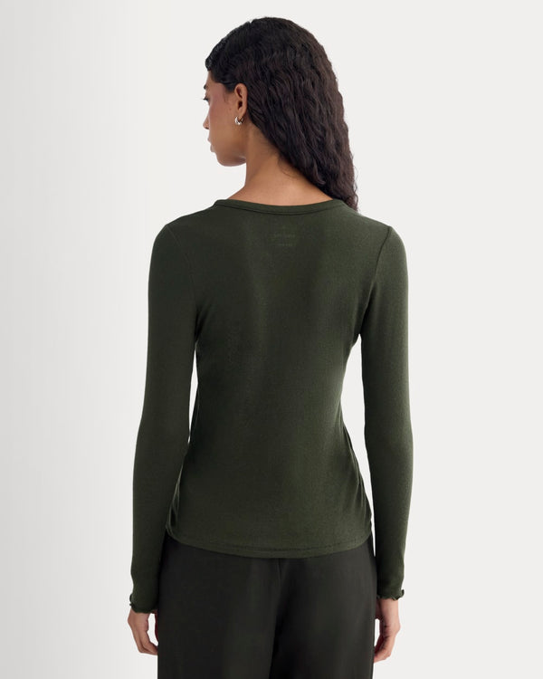 Sheer V-Neck Cardigan in Butterluxe | Dark Green – Everlane