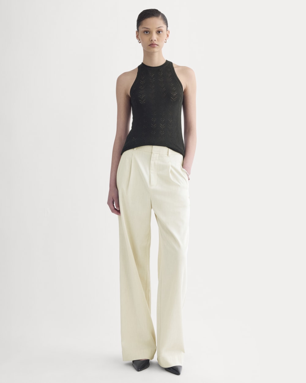 The Pointelle Racerback Tank in Ultrafine Merino | Black – Everlane