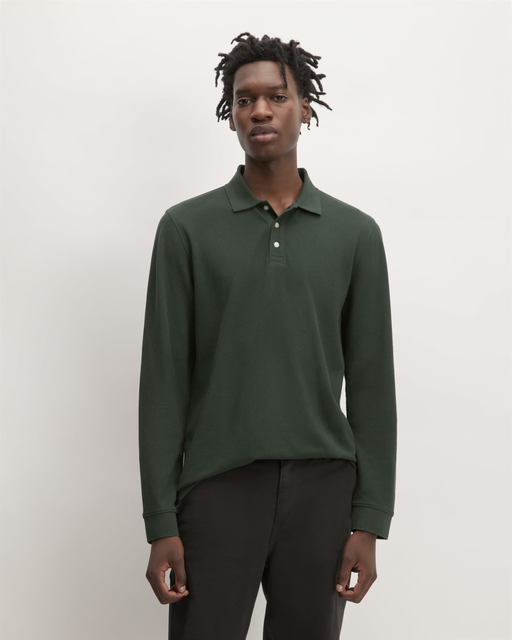 The Long-Sleeve Pique Polo | Scarab – Everlane