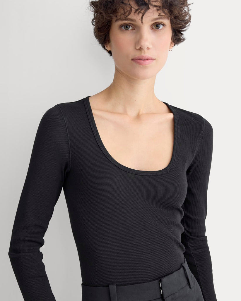 Luxe Rib Deep U-Neck Top | Black – Everlane