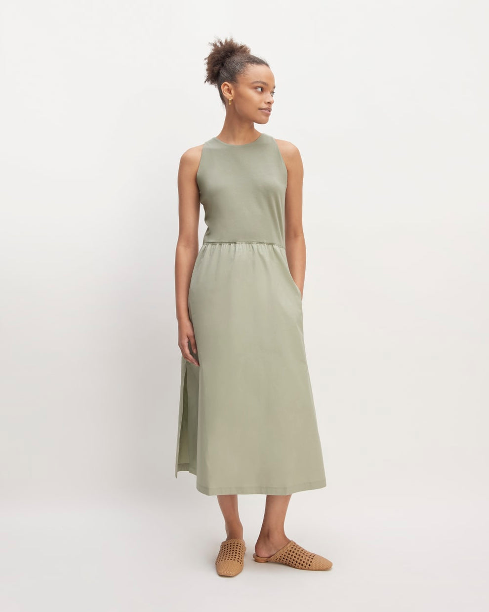 The Supima® High-Neck Riviera Dress | Sage Green – Everlane
