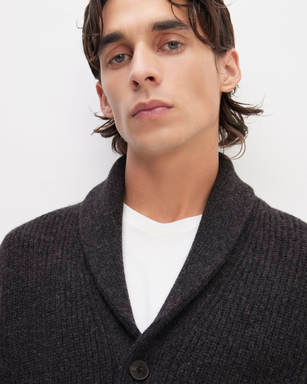 The Felted Merino Shawl Collar Cardigan | Charcoal – Everlane