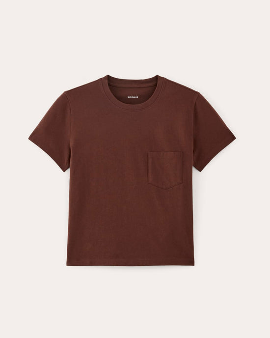 The Box-Cut Tee in Essential Cotton | Dark Mahogany | Pocket – Everlane